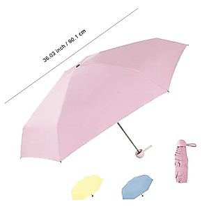 Pumi-geous Travel Umbrella Rain Compact Mini Umbrella Windproof UV Protection Lightweight Folding Portable Umbrellas for Girls Women (Pink)