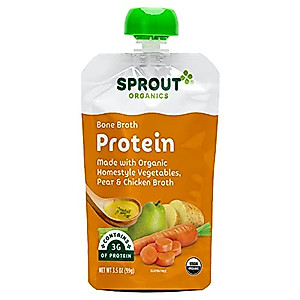 Sprout Organic Baby Food, Stage 2 Pouches, Homestyle Vegetables and Pear with Chicken Broth, 3.5 Oz Purees (Pack of 12)