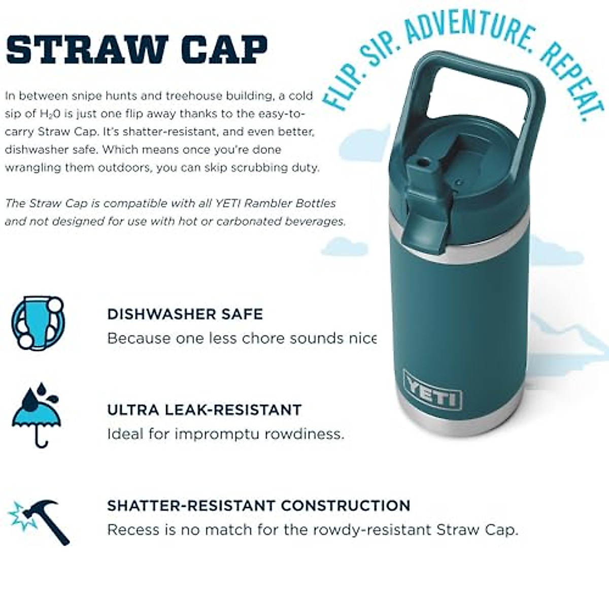 YETI Rambler Jr. 12 oz Kids Bottle, with Straw Cap