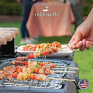 Reusable Natural Bamboo Skewers for BBQ, Kabob, Appetizer, Chocolate Fountain, Crafting, Party - 16 Inch Kebab BBQ Sticks & Skewer Wooden Skewers (100 PCS) - Thick Ideal for Grilling