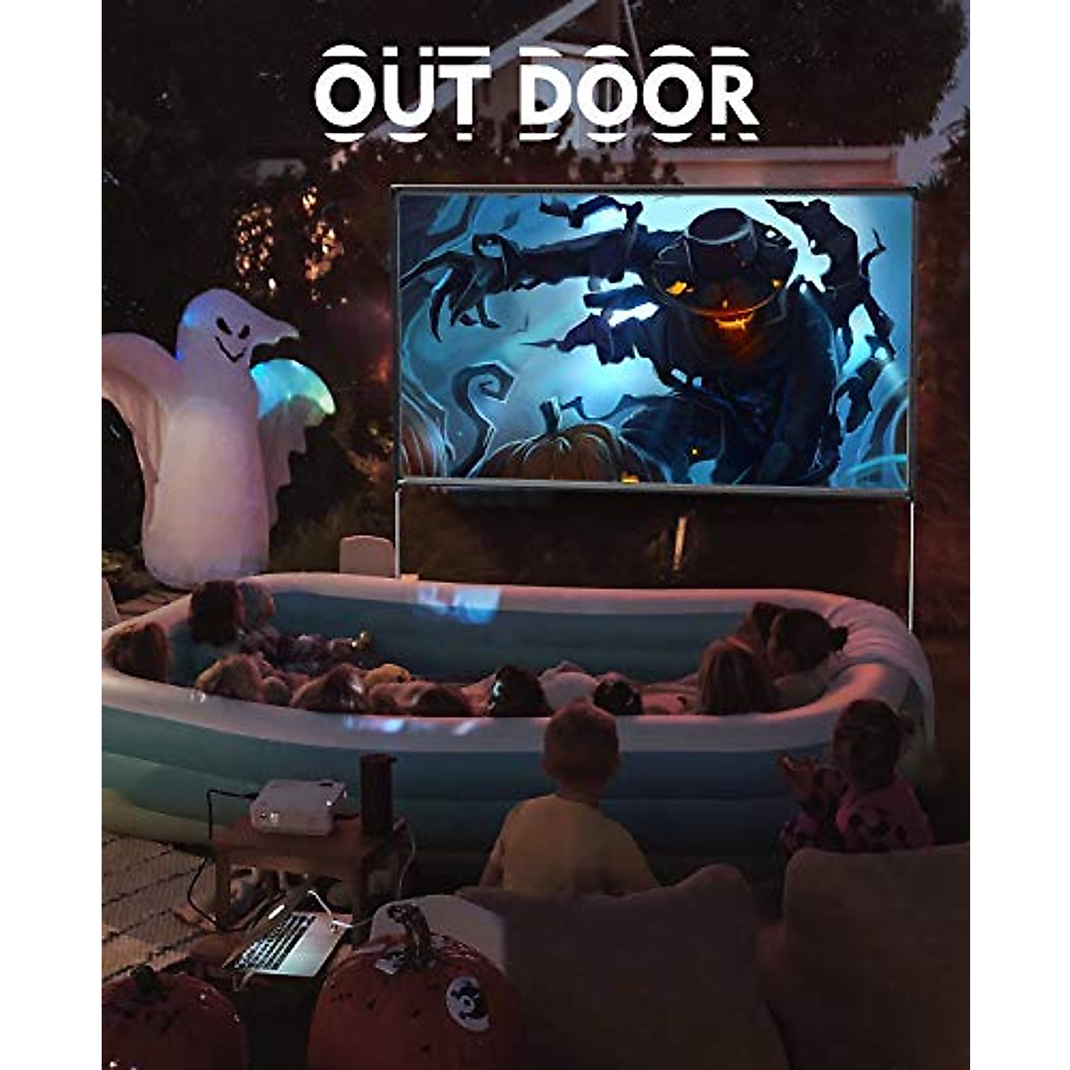 Projector Screen and Stand, 100 Inch 4K HD 16:9 Portable Wrinkle-Free Outdoor Projector Screen with Carry Bag for Home Theater Backyard Cinema Rear Front Projections (3)