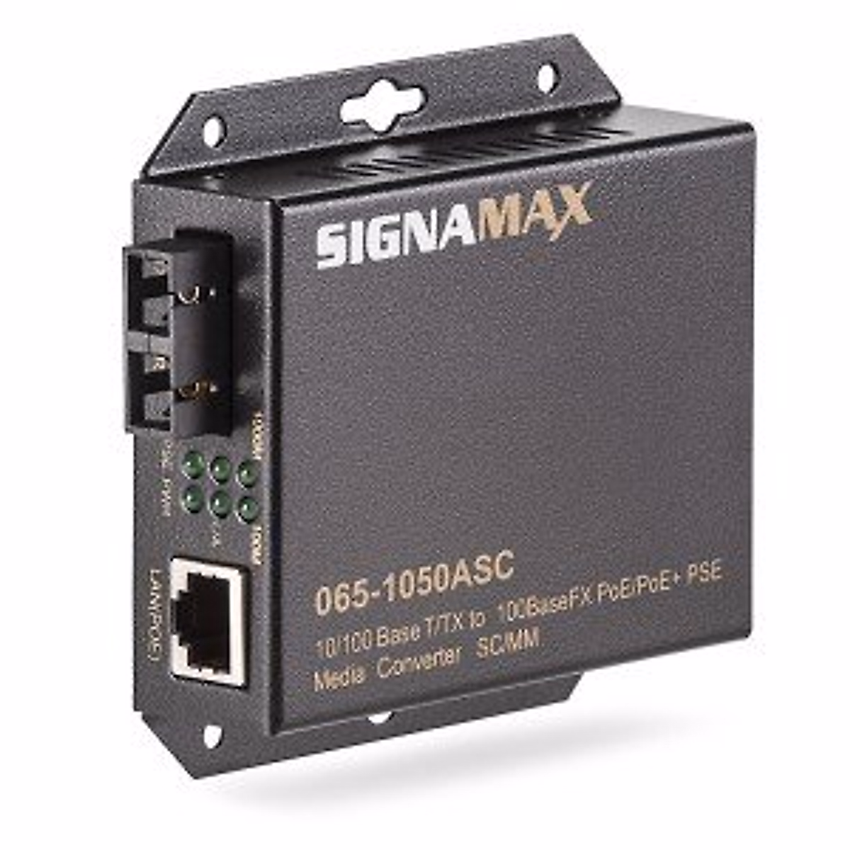 Signamax 065-1050ASC 10/100 to 100FX PoE+ Media Converter 10/100BaseT/TX to 100BaseFX PoE+ Media Converter SC/MM, 2 km Span