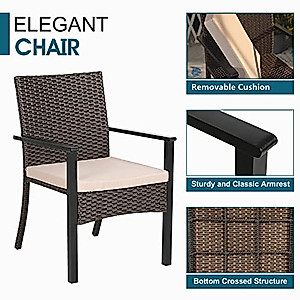 MFSTUDIO Patio Dining Chairs Set of 2,Outdoor Rattan Wicker Chairs with Removable Cushion for Garden,Porch,Balcony