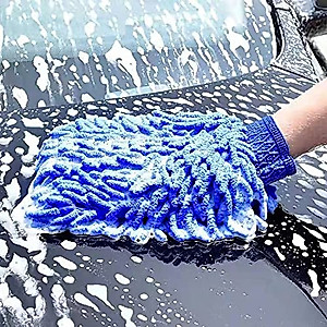 GAORONG Car wash Cleaning Supplies 3-Piece Set Premium Chenille Microfiber Washing Sponge-Washing Gloves-Washing Towel-no lint Scratches-Super Soft Cleaning Gloves with Handbag Gloves