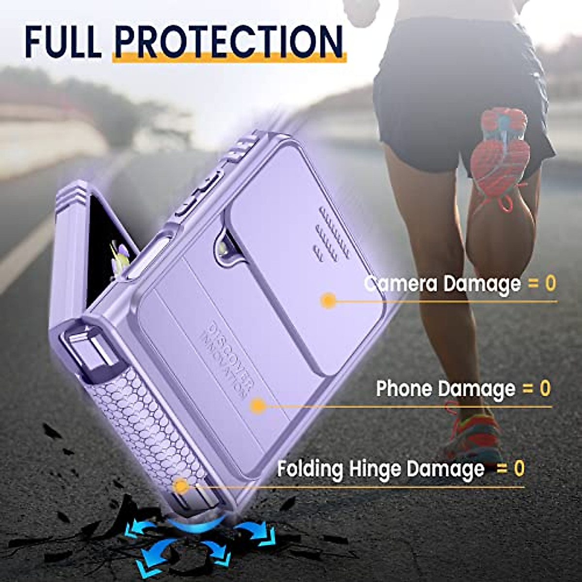 Goton for Samsung Z Flip 4 Case, Galaxy Z Flip 4 Case with Camera Cover, [Hinge Protection] & 360° Kickstand Ring Military Grade Shockproof Cover for Samsung Z Flip 4 case 2022 Purple