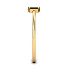 Black Spinel Minimal Ring for Women, AAA Quality, Dainty Promise Engagement Ring, 14K Yellow Gold, Size:US 6.50