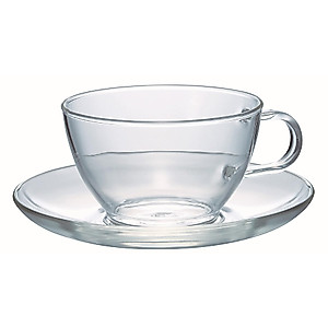 Hario Tea Cup and Saucer Set, 230ml, Clear