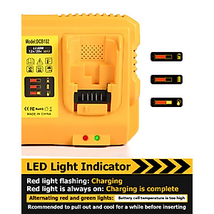 DCB102 Replacement for Dewalt Battery Charger Station Comaptible with Dewalt 12V/20V Battery Charger Work with Dewalt 20V Battery and Tools（Yellow）