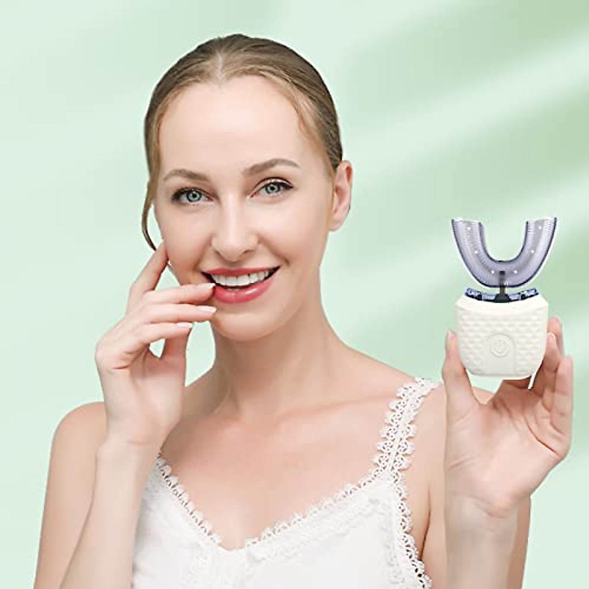 #7DAU66 Ultrasonics Electric Toothbrush U Shaped Automatic Toothbrush for Adults 360°Whole Mouth Toothbrush Whitening Wireles