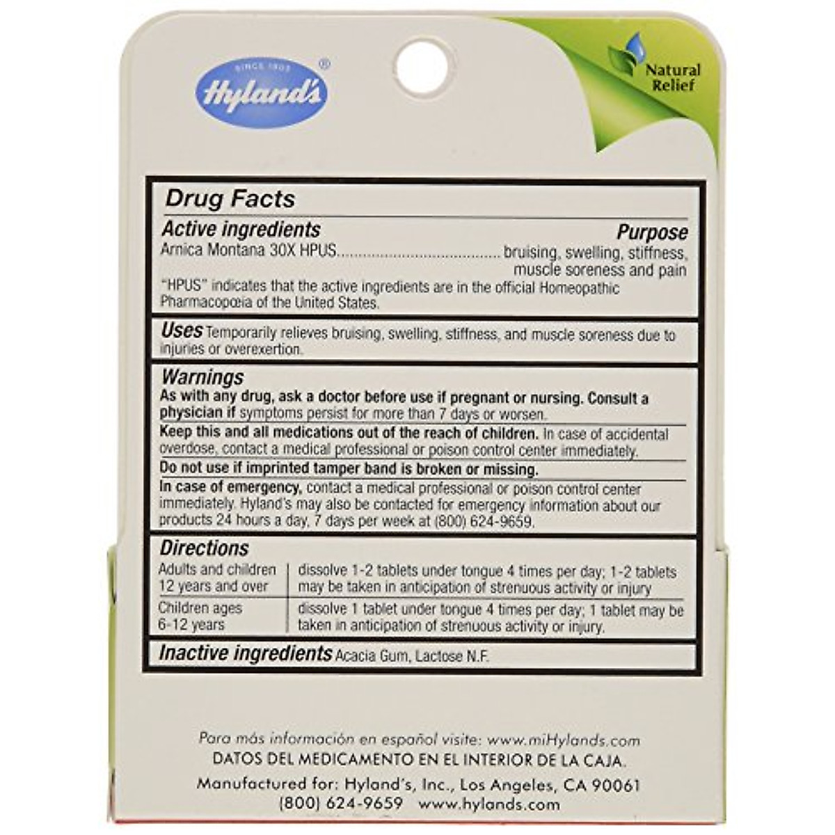 Hylands, Arnica 30X, 50 Tablets