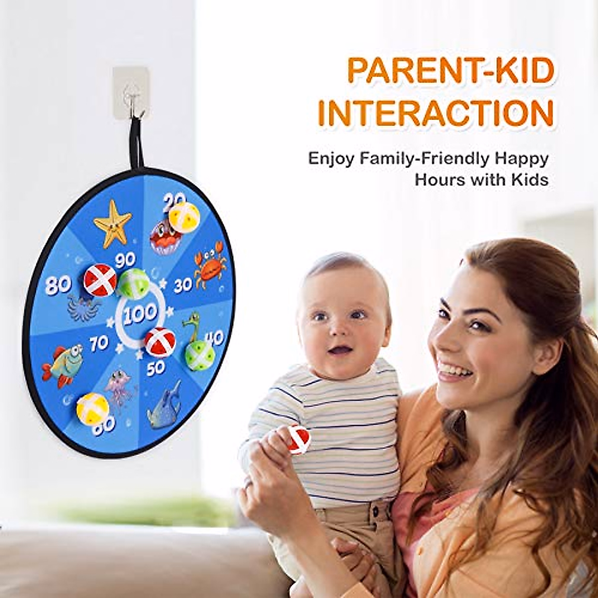 Toddler Toys Dart Board, Kids Games for Indoor Outdoor Sport Play, Safe Dart Board for Kids with 9 Sticky Balls, Best Gift Idea for Boys Girls Ages 3 Year Old and Up, Toddler Activity(14 Inches)