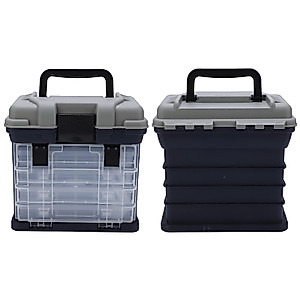 Fishing Tackle Box Kit, Portable Utility 4 Layers Big Fishing Tackle Box Plastic Handle Carp Fishing Case Tools for Fresh Water and Salt Water