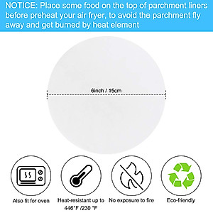 Parchment Paper Rounds, Set of 200, Non Stick 6 Inch Baking Parchment Paper/Parchment Baking Circles for Springform Pan, Tortilla Press and so on(4.5/5.5/7/8/9/10/12inch Available)