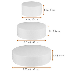 3PCS Round Foam Cake Set Fake Wedding Cake Round Cake Mini Cake for Wedding Display Window Fondant Cake Decorating Practice Mould Cake 3-Tier Cake Wedding Decor