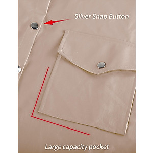 Gihuo Womens Faux Leather Jacket PU Shacket Button Down Biker Long Sleeve Lapel Blazer Coat Outwear with Pocket(01Apricot-L)