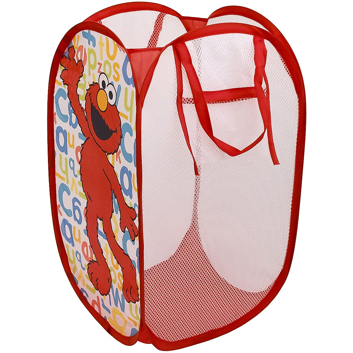 Crown Crafts Infant Products Sesame Street Elmo Pop Up Hamper - Mesh Laundry Basket/Bag with Durable Handles