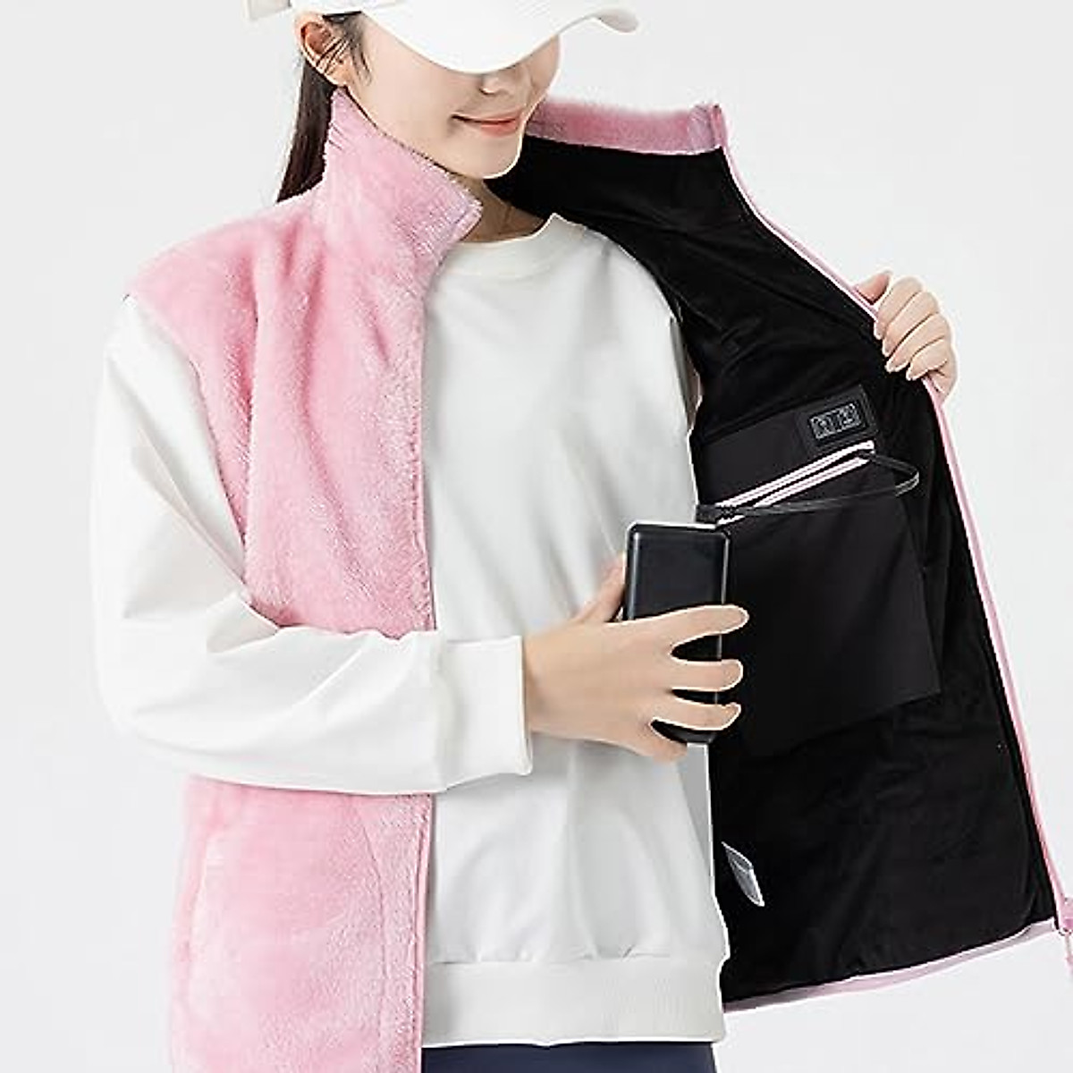ysgfhgjw Deals Of The Day Fleece Heated Vest For Men Women 2023 Winter Casual Sleeveless Zip Up Warm Heated Vest Jacket (Not Included Battery) Pink Xxl