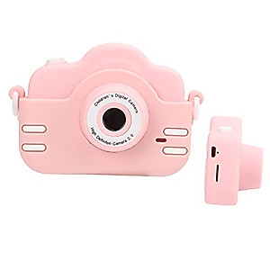 Kids Cartoon Camera Toy, Multifunctional 2 Inch Screen High Definition Rechargeable 2MP Cute Kids Photo Video Camera for Gifts(Single Shot Pink)