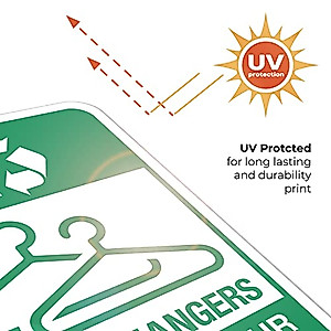 Metal Hangers Recycle Your Hangers Here Sign, 10x7 Inches, 4 Mil Vinyl Decal Stickers Weather Resistant, Made in USA by Sigo Signs