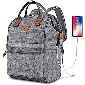 BRINCH Laptop Backpack for Women Men, Personal Item Travel Bag for 15.6 Inch Computer with USB Charging Port Water Resistant College School Nurse Backpack Bag Carry On Bookbag for Work/Business,Gray