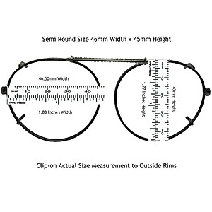 Smaller Sizes Semi Round Polarized Clip-on Sunglasses (Pewter Frame-Polarized Gray Lens, 44)