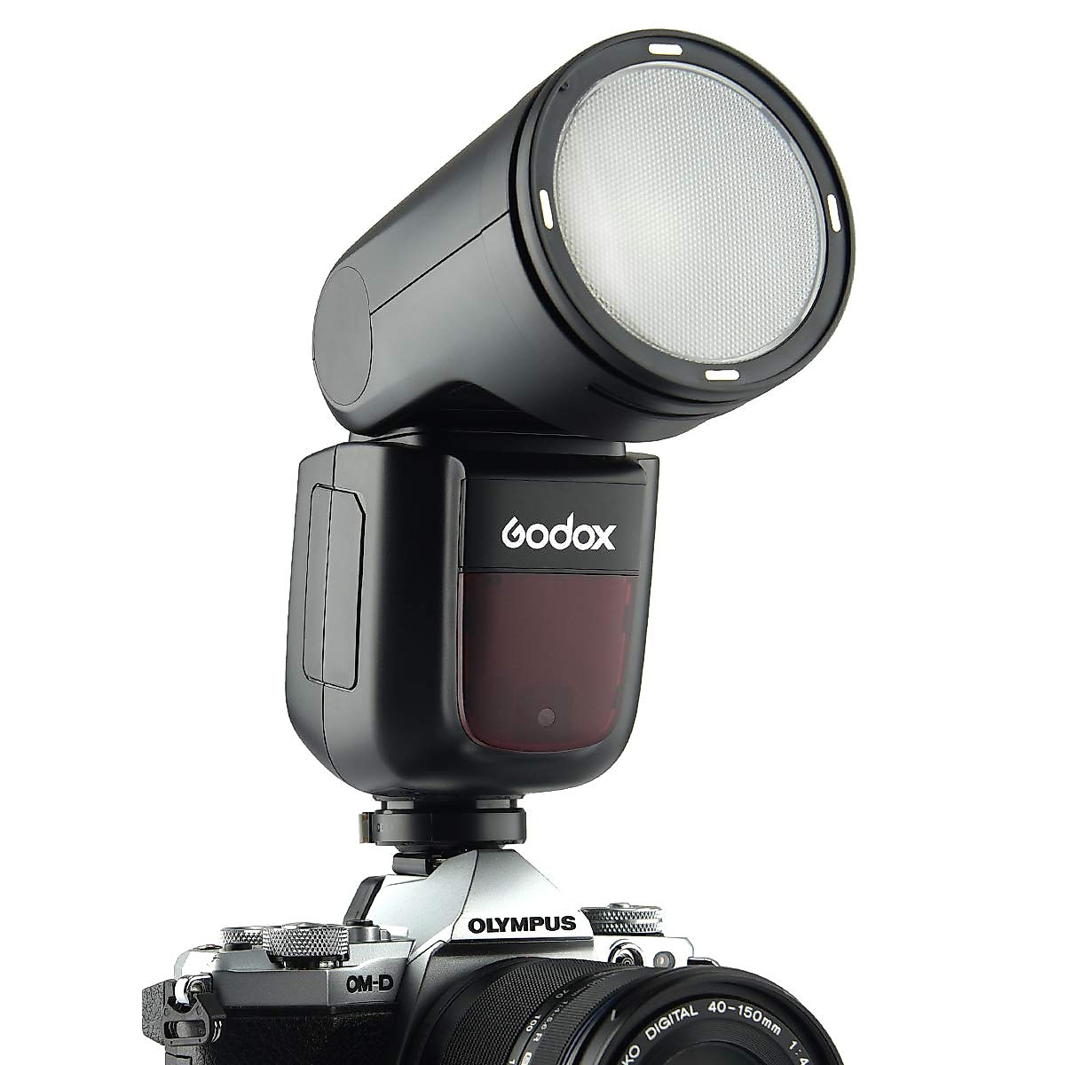 Godox V1-O TTL Flash Speedlite 76WS GN92 2.4G High-Speed Sync 1/8000s 2600mAh Li-ion Battery Round Head Camera Speedlight with Godox AK-R1 Accessories Kit Compatible for Olympus Panasonic Cameras