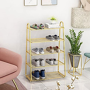 Shoe Rack Shoe Shelf Stackable Shoe Rack Five-Layer Shoe Rack Floor Standing Shoe Shelf Wrought Iron Shoe Storage Rack Entryway Living Room Bedroom Hallway Shoe Storage Organizer Shoe Bench Stackable