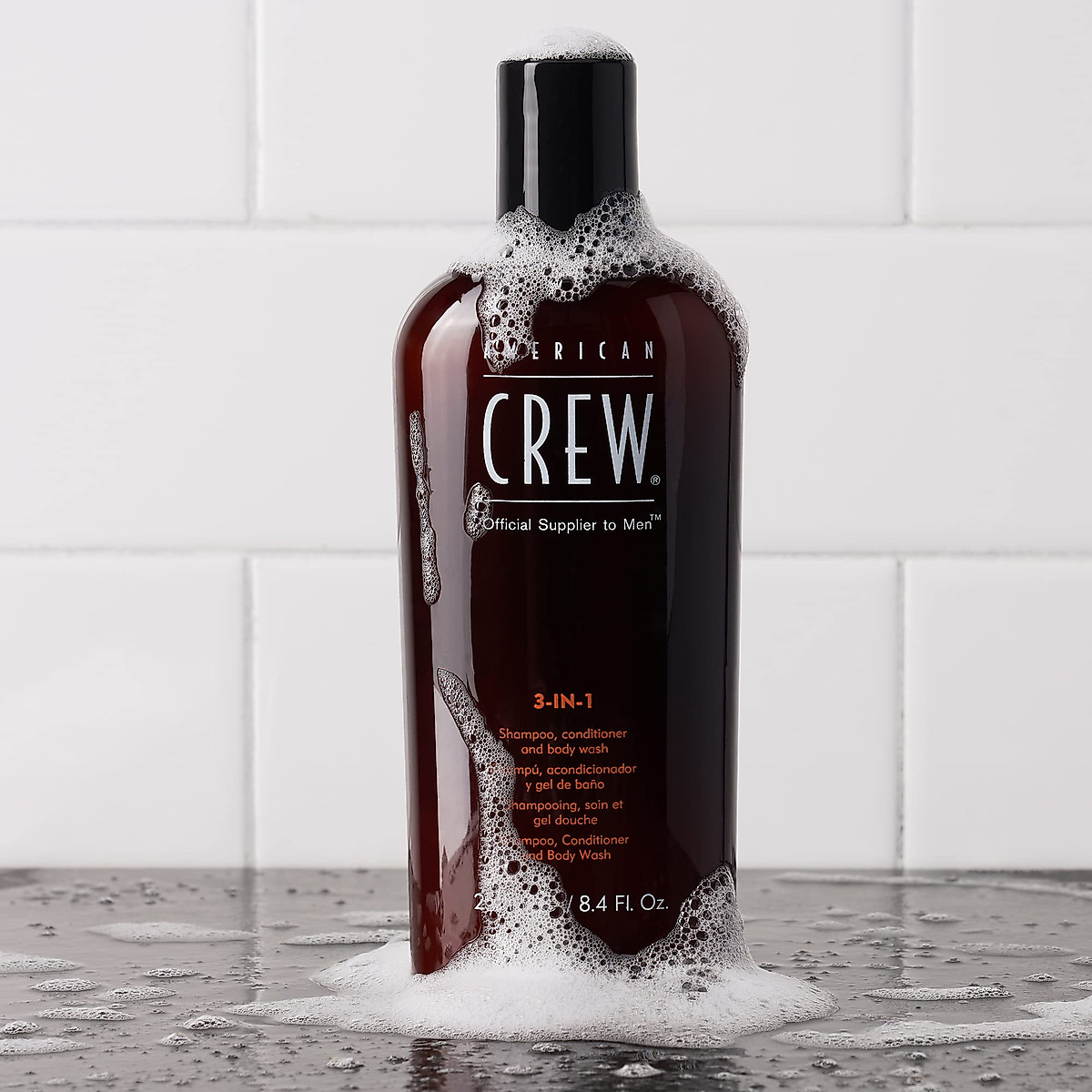 Men's Grooming Kit by American Crew, Shampoo, Conditioner & Body Wash for Men, 3-in-1, Tea Tree Scent, 15.02 Fl Oz, Pomade for Men 3 Oz