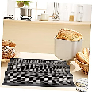 UPKOCH Baking Pan 1pc Three Groove Mold French Bread Loaf French Bread Pan Household Gadgets Kitchen Baking Tool French Pan Rack Bread Baking Tray Three-slot Baking Mold Italy