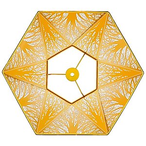 Medium Modern Style Lamp Shades with Multiple Sides, ALUCSET Metal Lampshade with Pattern of Trees for Table Lamp and Floor Light, 7 x 13.8 x 9.5 Inch, Spider (Black/Gold)