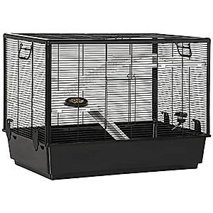 PawHut Hamster Cage, 3-Tier Guinea Pig Cage, Pet Play House for Chinchillas with Food Dish Water Bottle, Ramps, Ledges, 31.5", Black