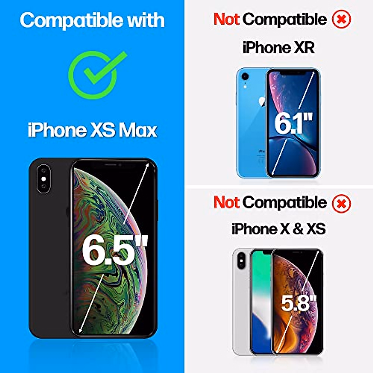 Power Theory Designed for iPhone Xs Max Screen Protector Tempered Glass [9H Hardness], Easy Install Kit, 99% HD Bubble Free Clear, Case Friendly, Anti-Scratch, 2 Pack