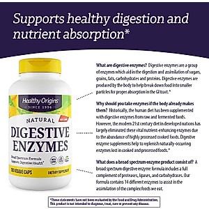 Healthy Origins Digestive Enzymes (NEC) Broad Spectrum - with Protease, Amylase & Lipase - Gluten-Free Digestion and Gut Health Supplement - 180 Veggie Capsules
