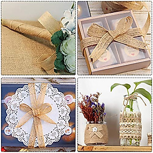 6 Roll Natural Burlap Fabric Burlap Ribbons Roll, Natural Burlap Wedding Ribbon Decorative Burlap Fabric for Wedding DIY Crafts Burlap Bows Gift Wrapping Home Decor, 0.8inch 32.8Ft Each Roll