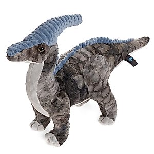 Dinosaur Plush Toy, 16" Parasaurolophus Stuffed Animal Throw Plushie Pillow Doll, Soft Grey Fluffy Friend Hugging Cushion - Present for Every Age & Occasion