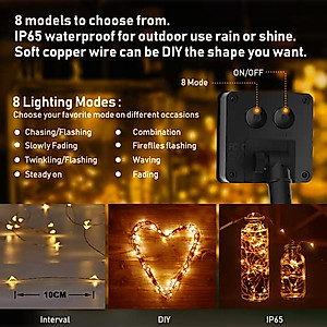 AZNOSUN Outdoor Solar String Lights, 2 Pack 120 led 39 feet Solar Fairy Lights LED Waterproof 8 Patterns Home Decoration Garden Trees Christmas Garden Terrace Party Lights