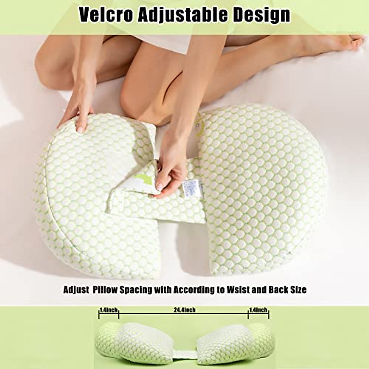 DOUBLE 2 C Pregnancy Pillows for Sleeping, Maternity Pillow for Pregnant Women Side Sleeper Soft Pregnancy Body Pillow for Back, HIPS, Legs with Detachable and Adjustable Pillow Cover
