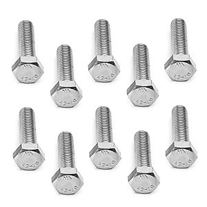 Bettomshin 10Pcs M8 x 30mm Hex Bolts, 304 Stainless Steel 1.25mm Thread Pitch Fully Threaded Metric Hex Head Screw Bolts, Hexagon Screw Bolt, Hex Tap Bolts, Silver (Overall Size 35.45x13x13mm)