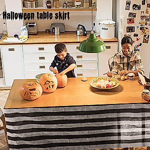 RunNico 66x3.3 ft Black and White Striped Gossamer Roll, Halloween Sheer Gossamer Striped Table Decoratoin, Halloween Decorated Black and White Fabric for Halloween,Walls,Table Skirt,Wedding and Party