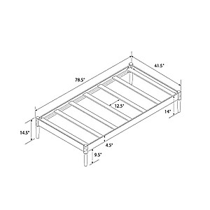 DHP Lorriana 14" Solid Pine Wood Platform Bed Frame, Twin Size, Natural