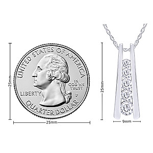 1.25 Carat Round Cut Lab Created Moissanite Diamond Five Stone Journey Bar Pendant Necklace In 14k White Gold Plated 925 Sterling Silver Jewelry With 18" Chain)