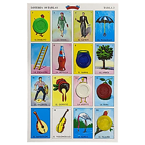 Loteria Mexicana Tradicional Jumbo Don Clemente 10 Jugadores 100 Fichas Poker - Jumbo Size Mexican Bingo Set with 100 Plastic Chips for 10 Players Board Game