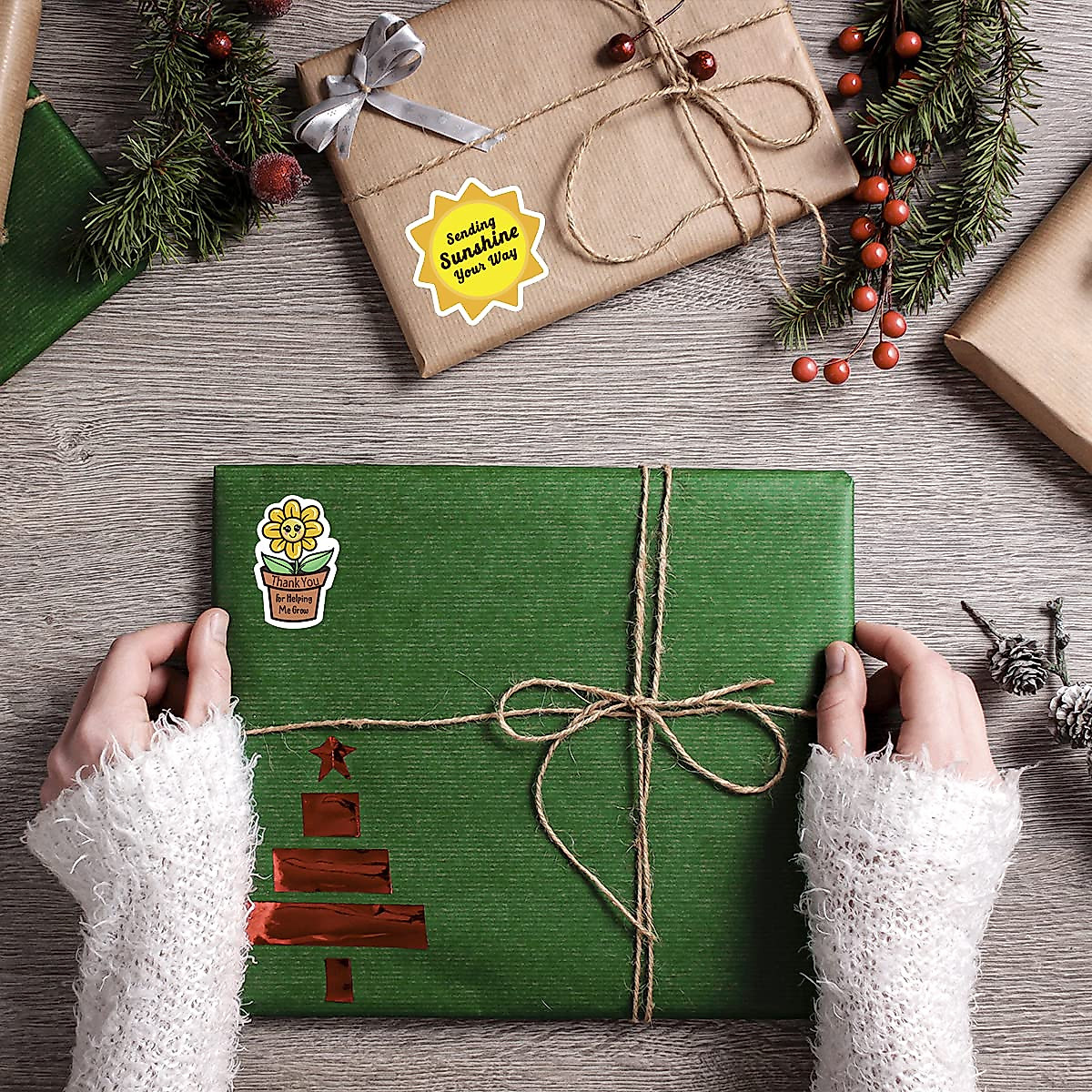 muminglong 1.5inch Cute Sun Flower Thank You Sticker,Thank You Sticker,Small Shop Sticker,Small Business,Handmade Sticker,Packaging Sticker,500 PCS