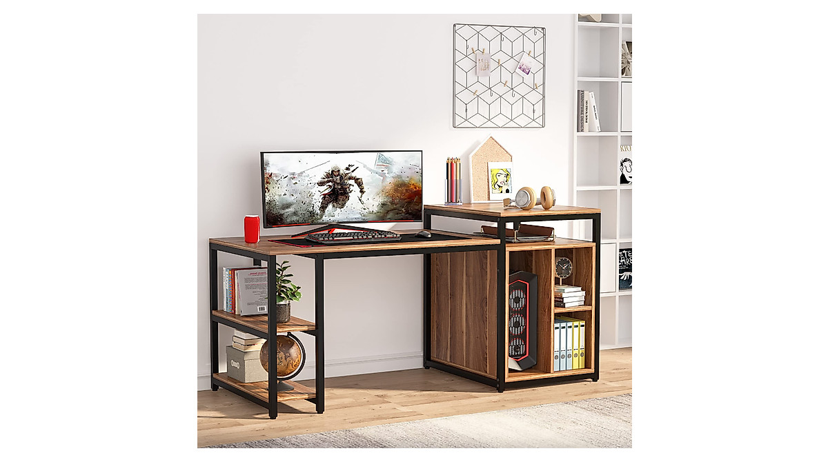 Large 70-Inch Computer Desk with Storage Shelf | Tribesigns Home Office