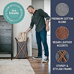 CleverMade Laundry Hamper; X-Frame Laundry Basket with Removable Bag; Stylish Room Decor for Home, Apartment, or Dorm Room, Heather Grey