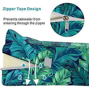 YINSHIFU Outdoor Bench/Settee Cushion Slip Cover 48 x 18 x 3 Inch, Water Resistant UV Protection Patio Furniture Swing Cushion Cover, Replacement Cover Only (Tropical Leaves 1)