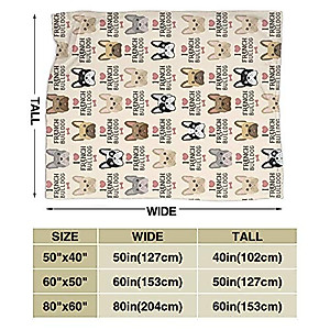 JASMODER Christmas Throw Blanket I Love French Bulldog Soft Microfiber Lightweight Cozy Warm Blankets & Throws for Couch Bedroom Living Room