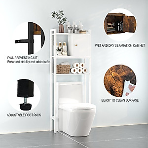 Over The Toilet Storage, 3 Tier Bathroom Organizer, Storage for Free Standing Wood Cabinet, Multifunctional Above Toilet Storage，White
