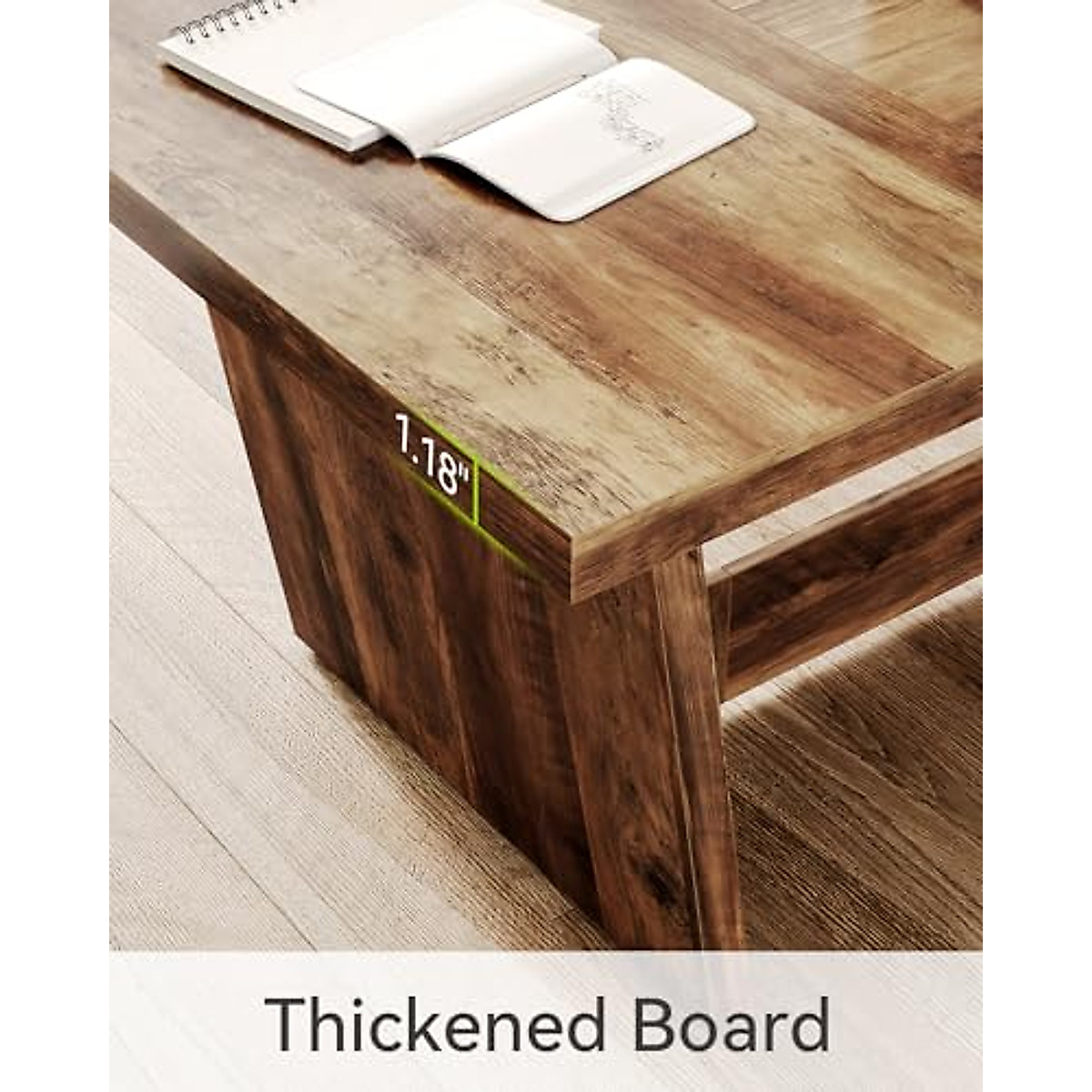 1Easylife 70.87 Inches Long Executive Desk, Brown Wooden Office Computer Desk, Industrial Simple Desk Study Writing Table, Large Workstation Business Furniture for Home Office