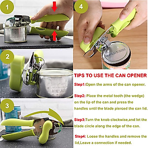 ThxMadam Manual Can Opener Smooth Edge, Kitchen Can Openers Stainless Steel Can Opener,Easy Turn Knob Handheld Can Opener with 2 Spare Blades